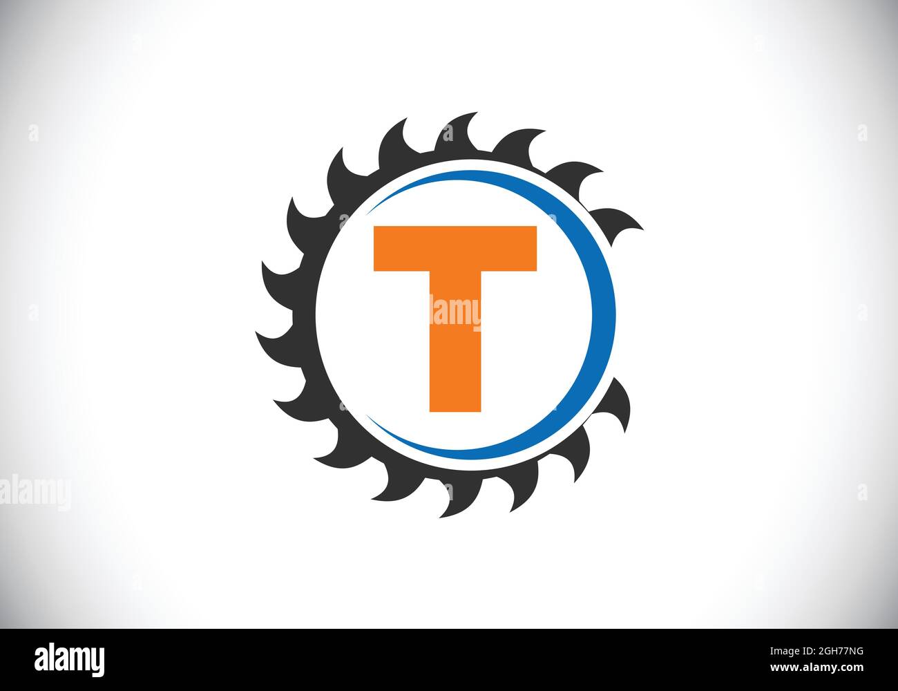 Initial T monogram alphabet with the saw blade. Carpentry, woodworking ...