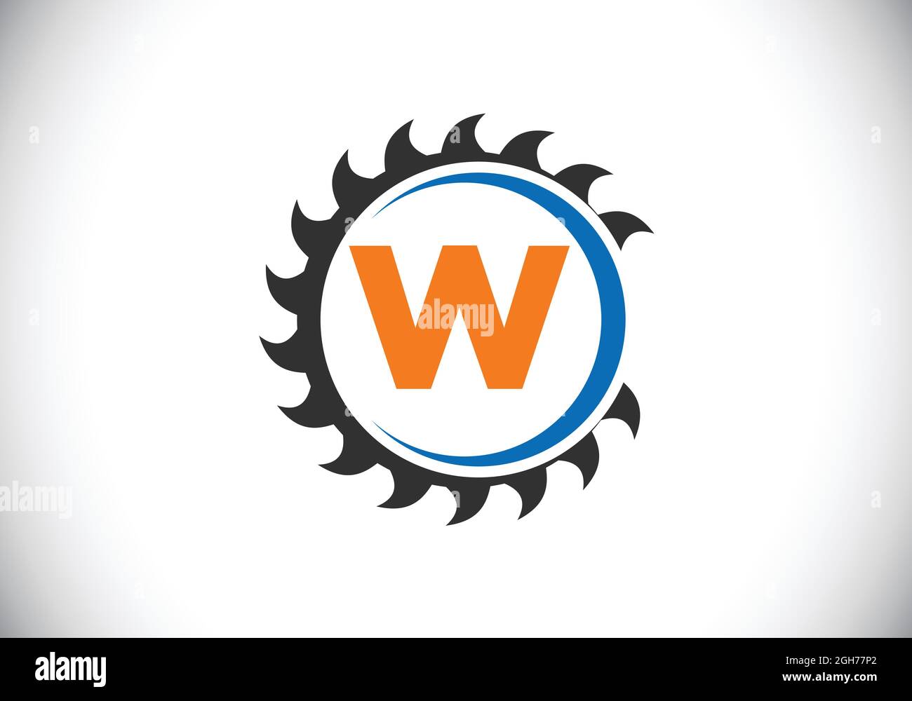 Initial W monogram alphabet with the saw blade. Carpentry, woodworking ...