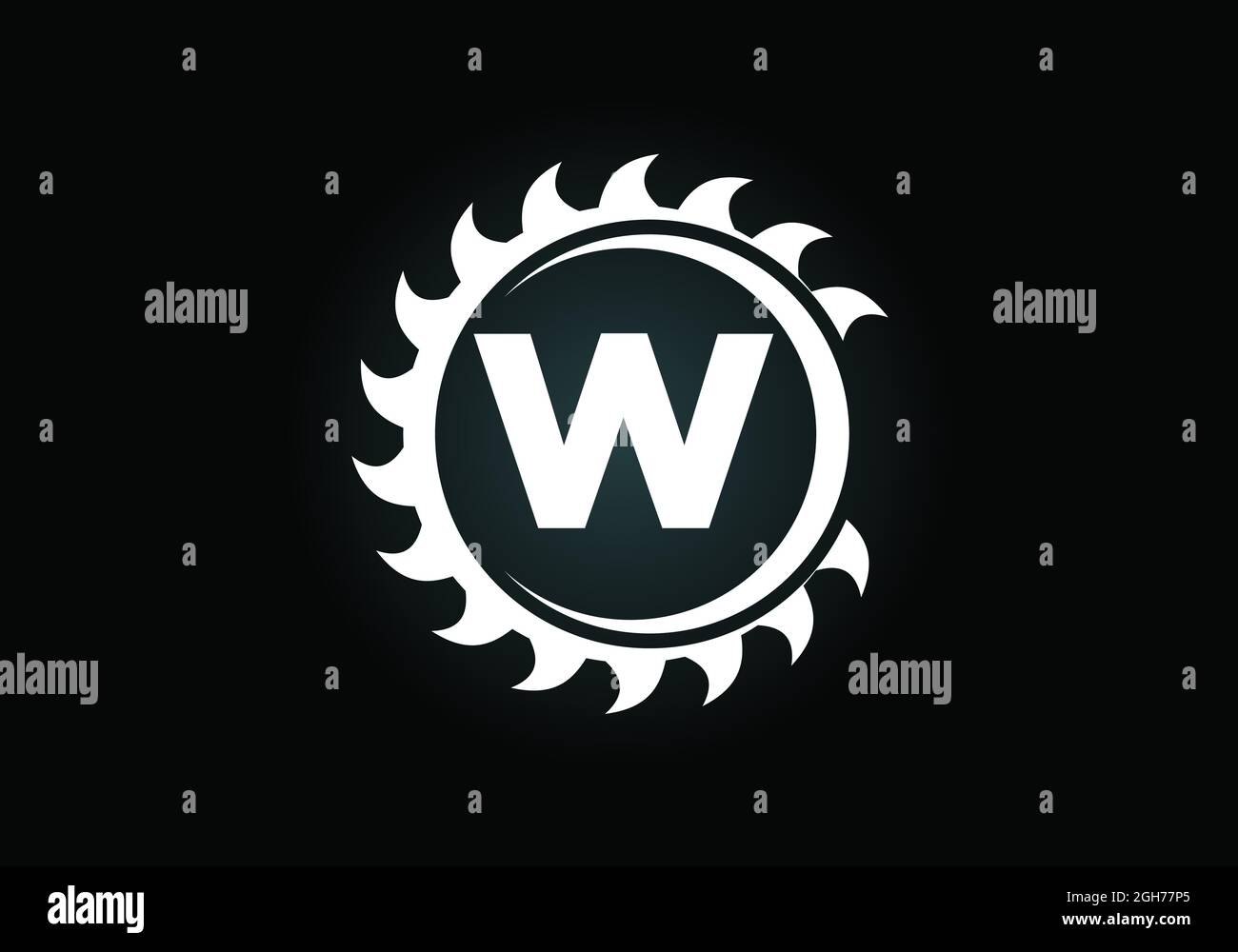 Initial W monogram alphabet with the saw blade. Carpentry, woodworking ...