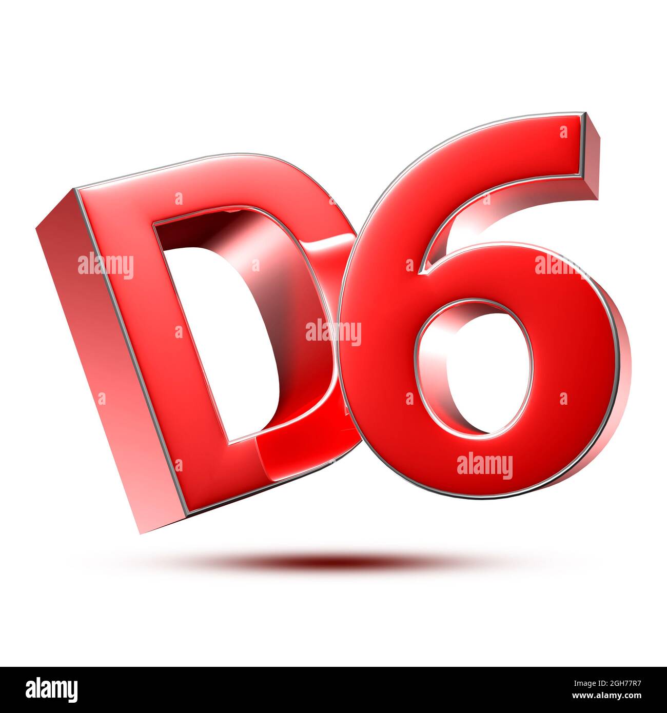 D6 red 3D illustration on white background with clipping path Stock ...
