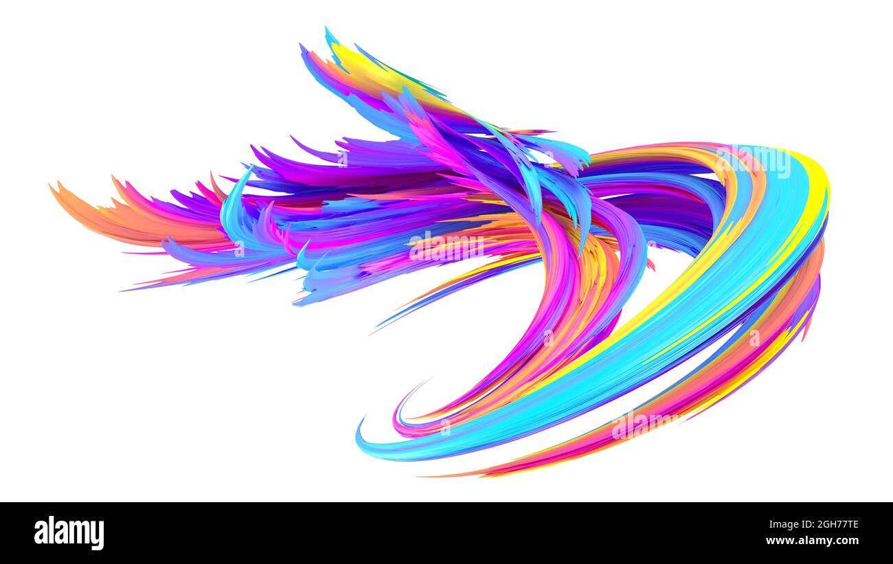 Multicolored abstract twisted brush stroke. Bright curl, artistic ...