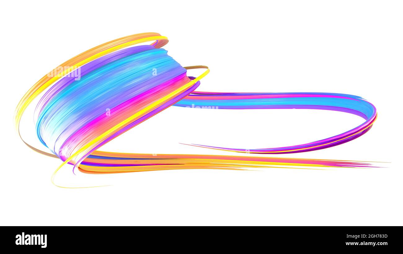 Multicolored abstract twisted brush stroke. Bright curl, artistic ...