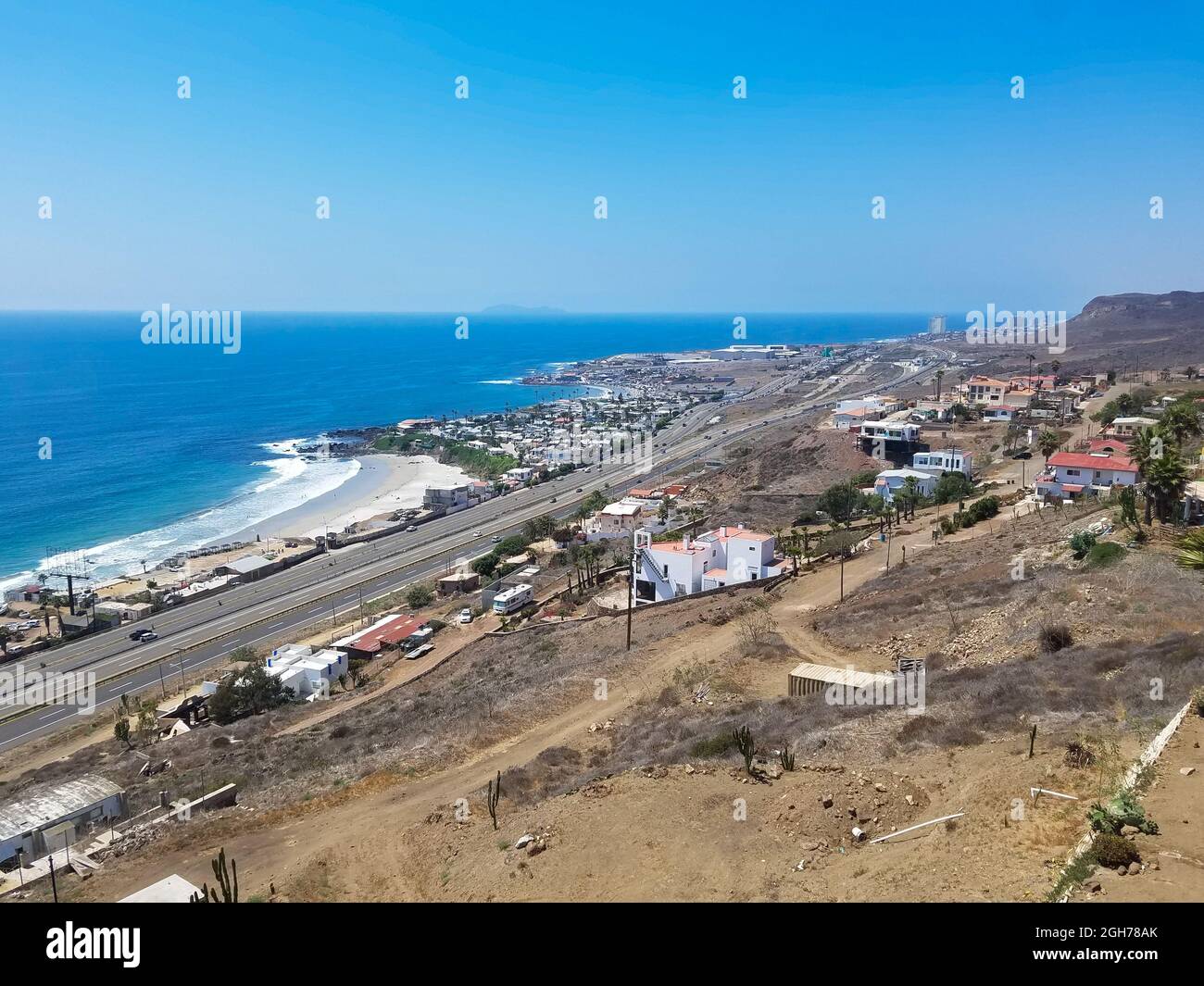 View of Popotla, Baja Studios and Mexican highway 1, Baja California ...