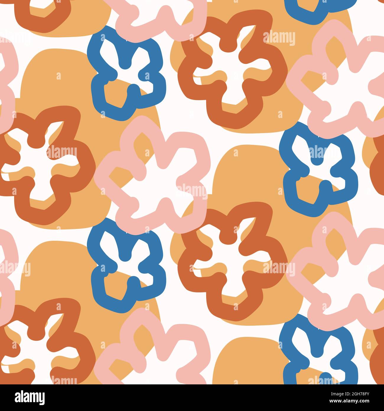 Abstract playful matisse style cut out flower shape pattern. Seamless ...