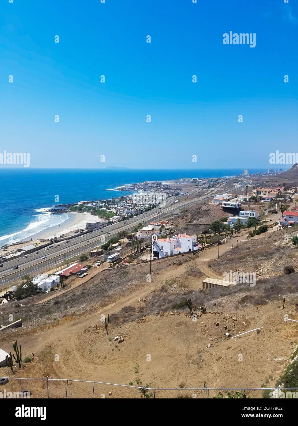 View of Popotla, Baja Studios and Mexican highway 1, Baja California ...