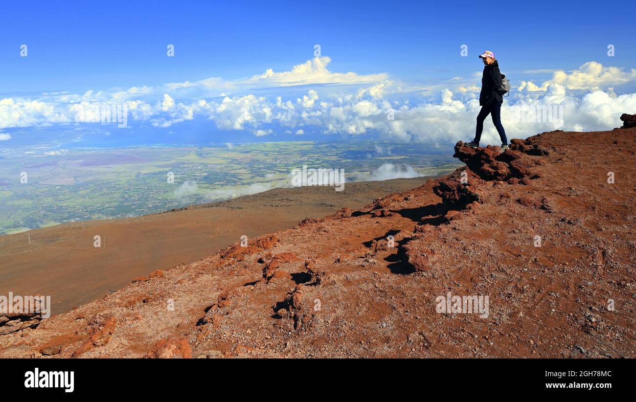 The view to West Maui from the summit of Mt. Haleakala in Hawaii Stock ...