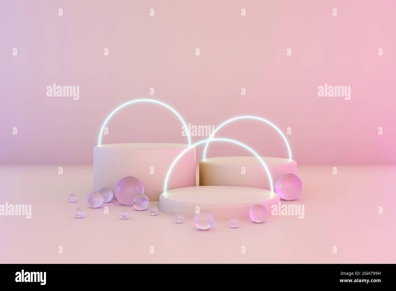 Pastel pink minimal three 3d background with neon effect. Poster design ...