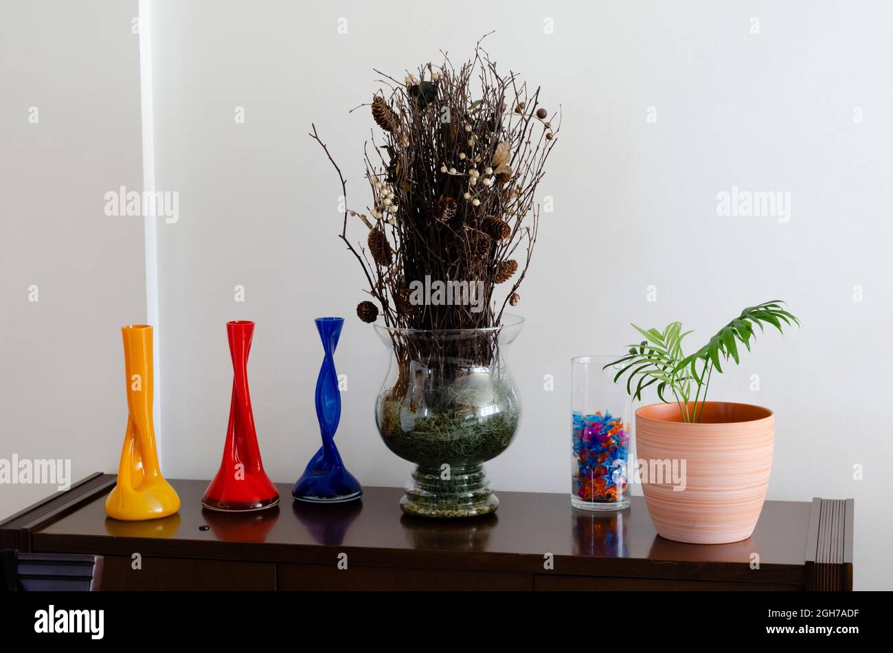 Interior decoration objects of a residential apartment. Various ...