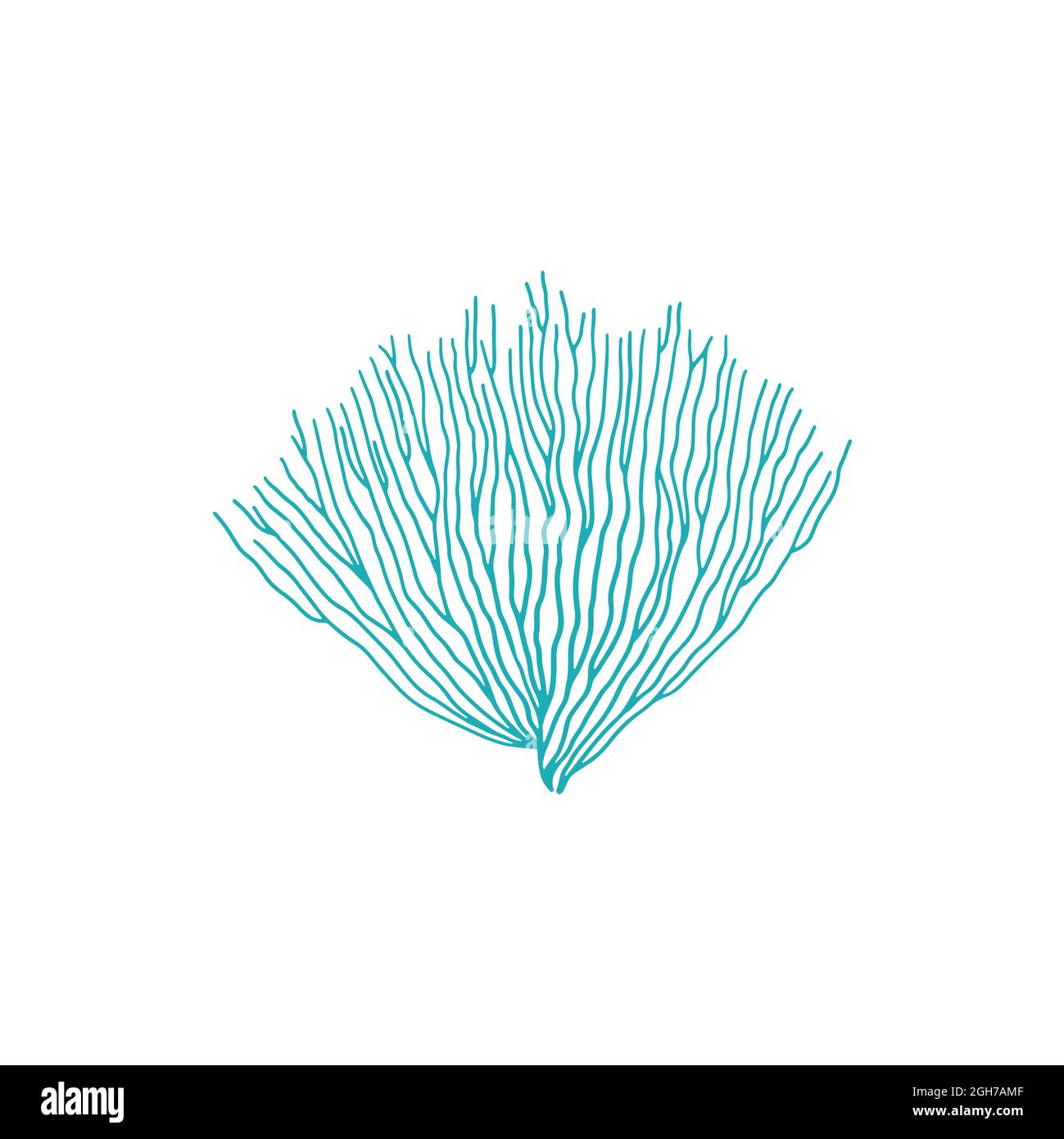 Blue bubble tip anemone isolated soft coral icon. Vector seaweed ...