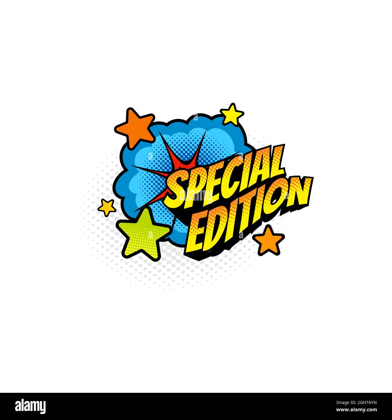 Dotted halftone sticker boom bang burst explosion, comic book special ...