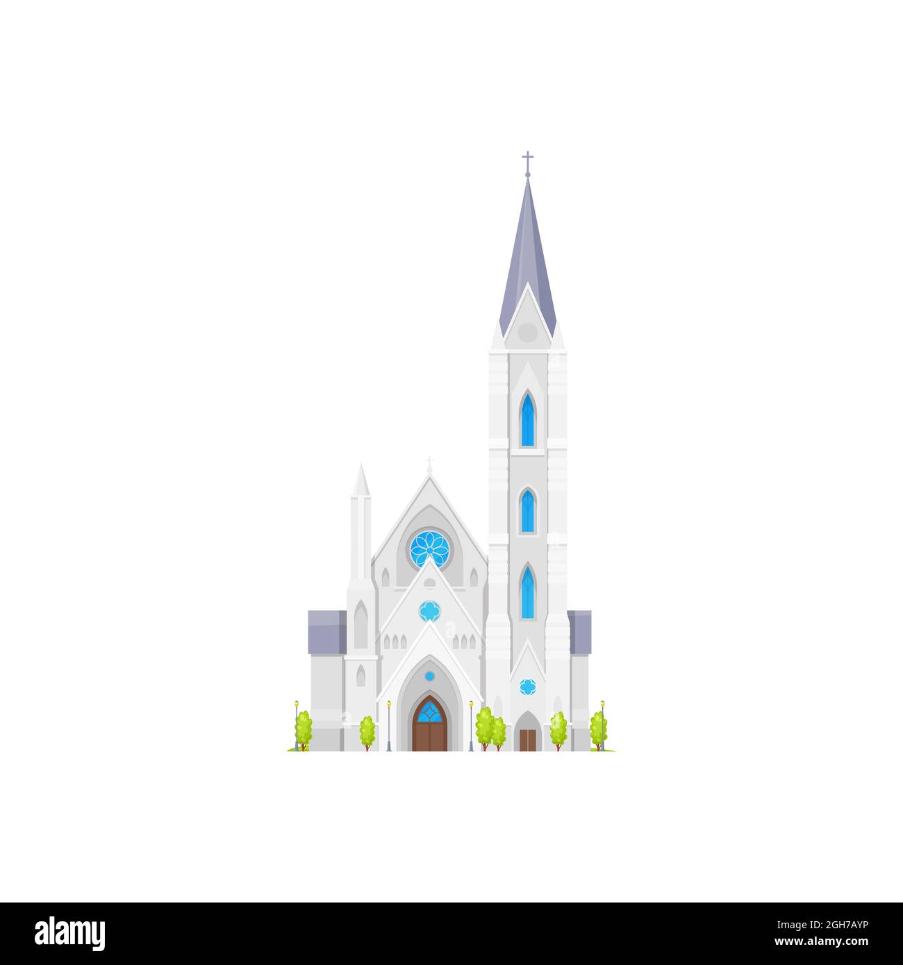 Cathedral, medieval church or chapel, vector temple or religion ...