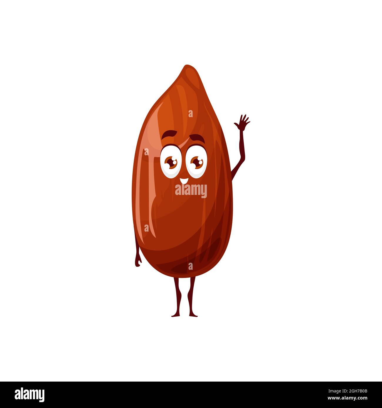 Peanut emoticon emoji with kind face, waving hand isolated groundnut ...