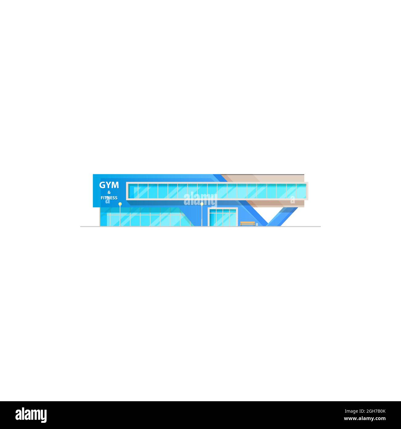 Fitness club building, sport center and gym, vector urban and workout ...