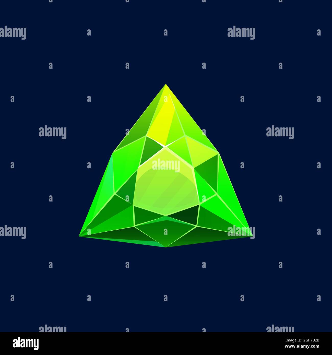 Green magic crystal vector icon, rock, gem stone. Triangular faceted ...