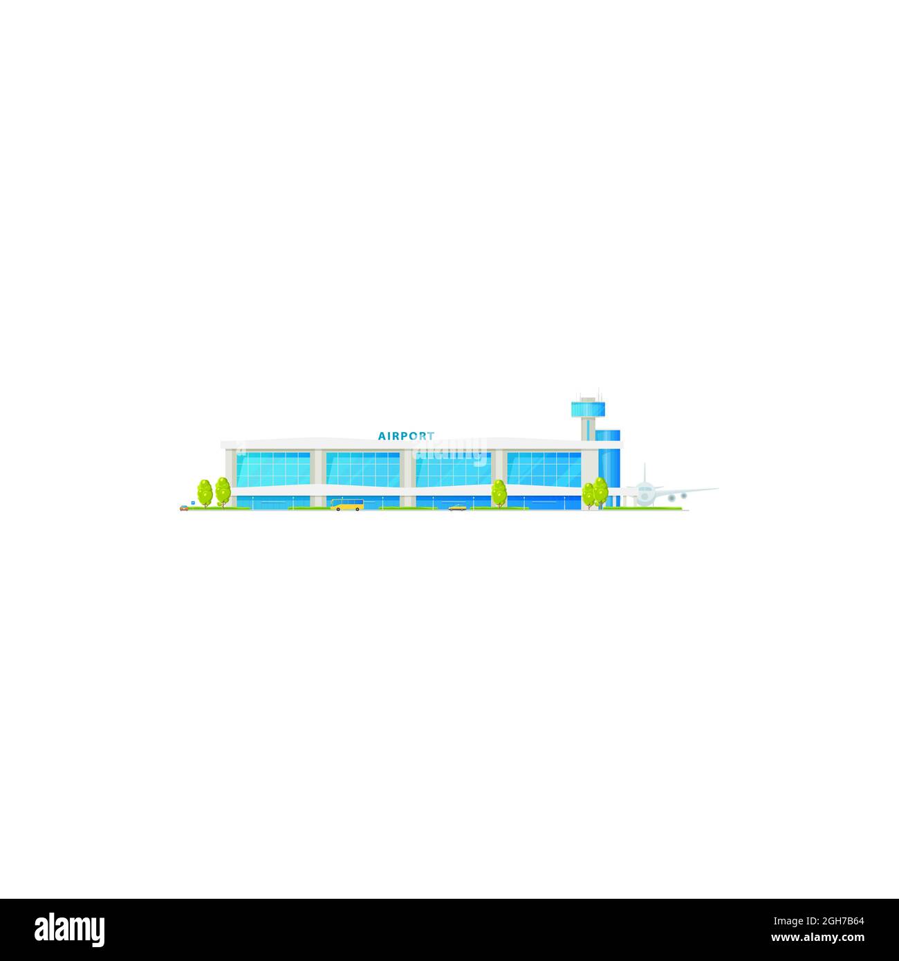 Control tower and airport building isolated glass construction icon ...