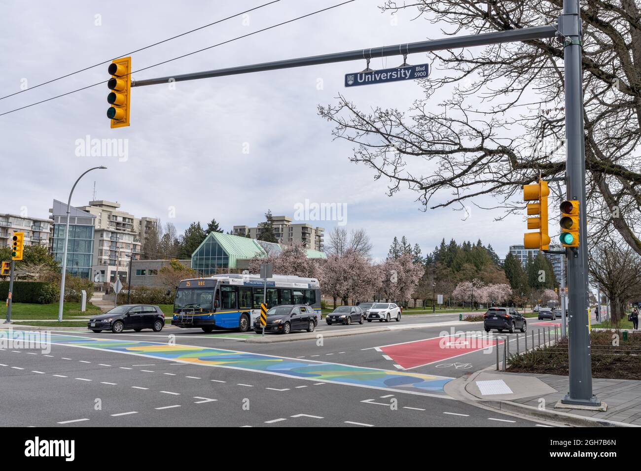 Vancouver, BC, Canada - March 26 2021 : University Blvd street view in ...