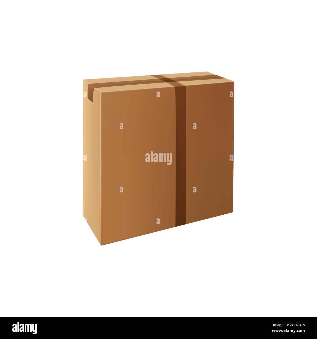 Closed carton packaging with sellotape isolate box icon. Vector packed ...