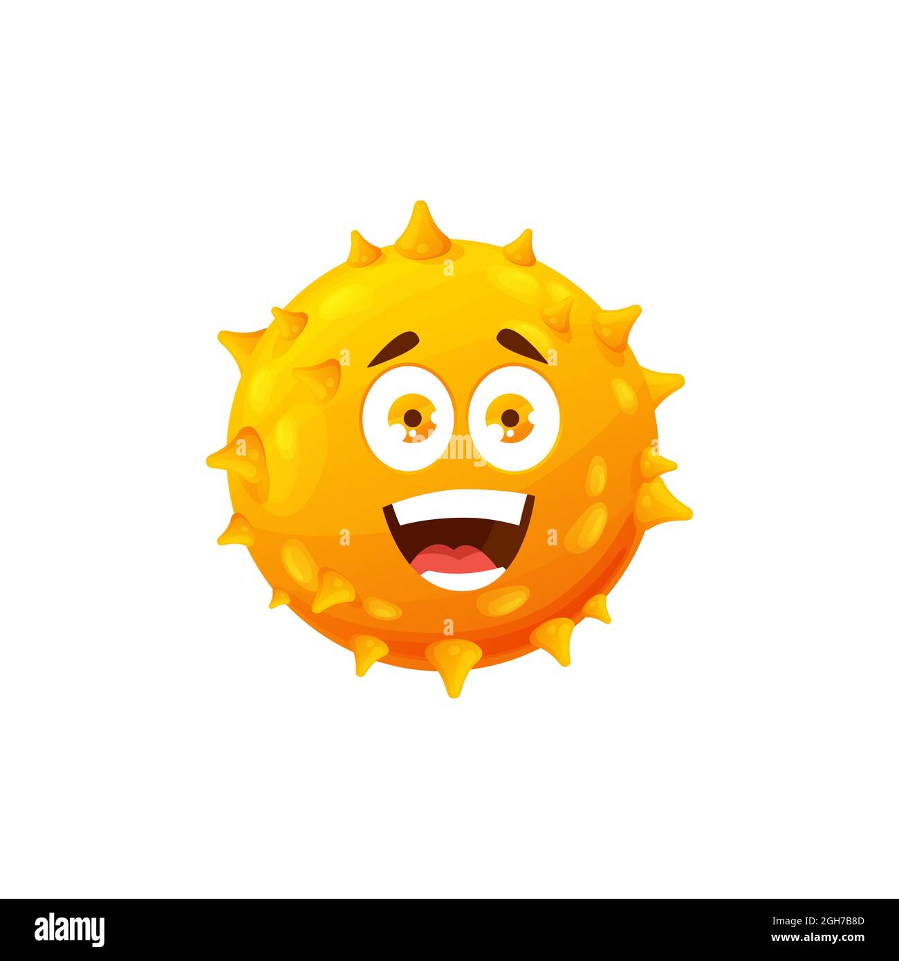 Cartoon virus cell vector icon, funny bacteria or germ character with ...