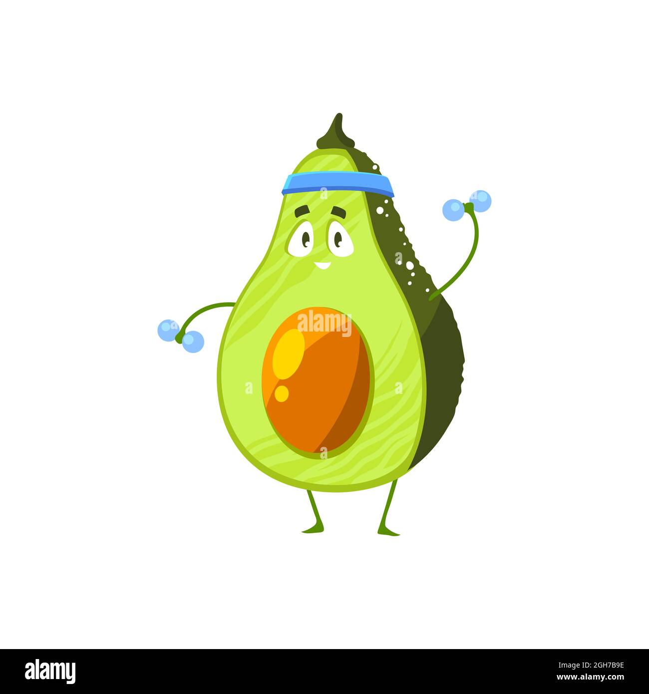 Cartoon avocado sportsman vector icon, funny vegetable character ...