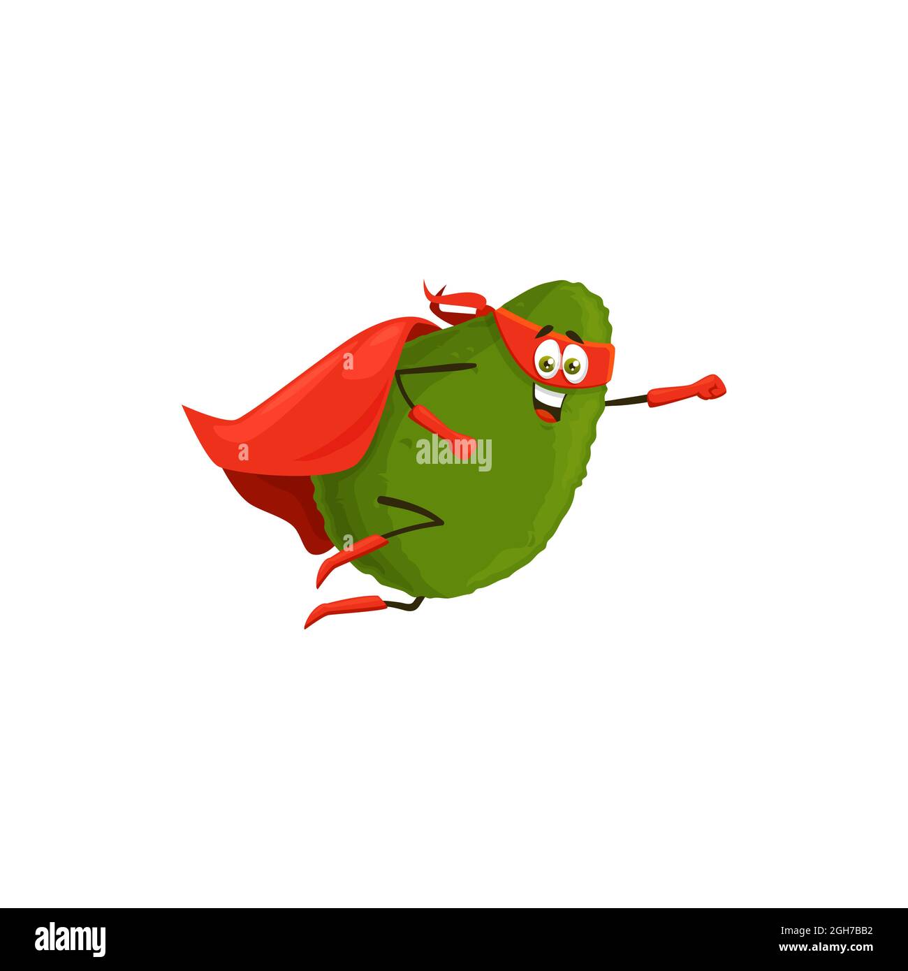 Cartoon avocado superhero isolated vector icon. Vegetable super hero ...