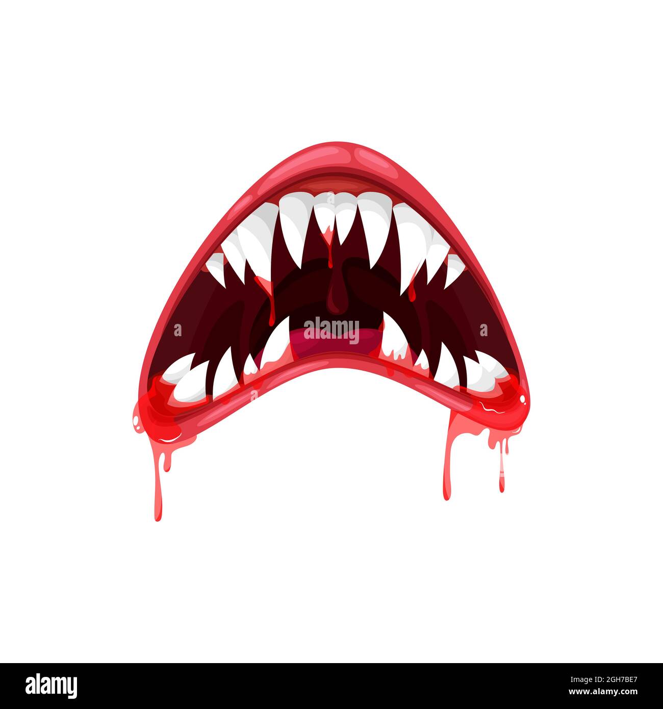 Monster mouth vector icon, creepy yelling alien beast jaws with sharp ...