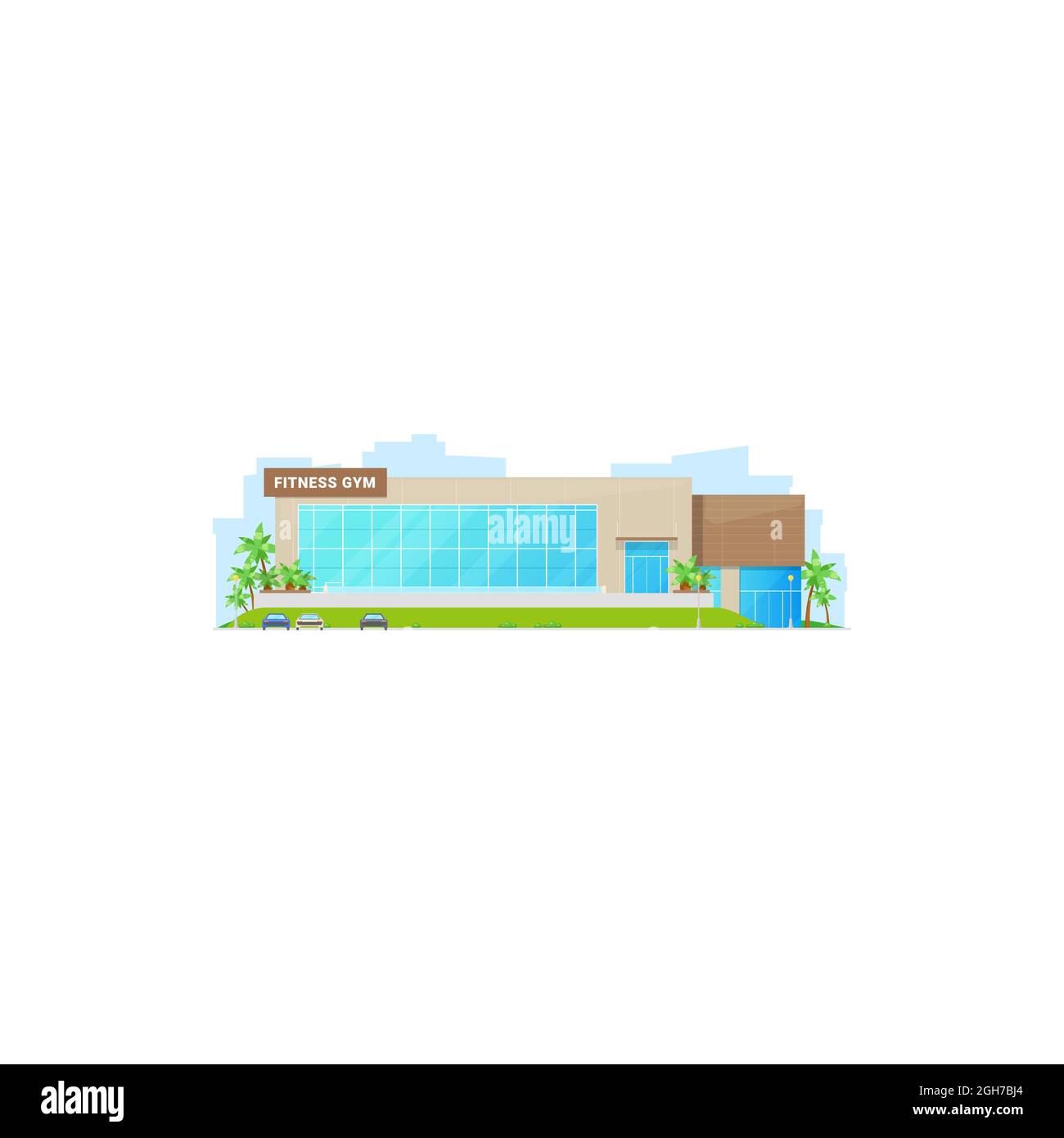 Front view of beauty fitness gym isolated modern building. Vector ...