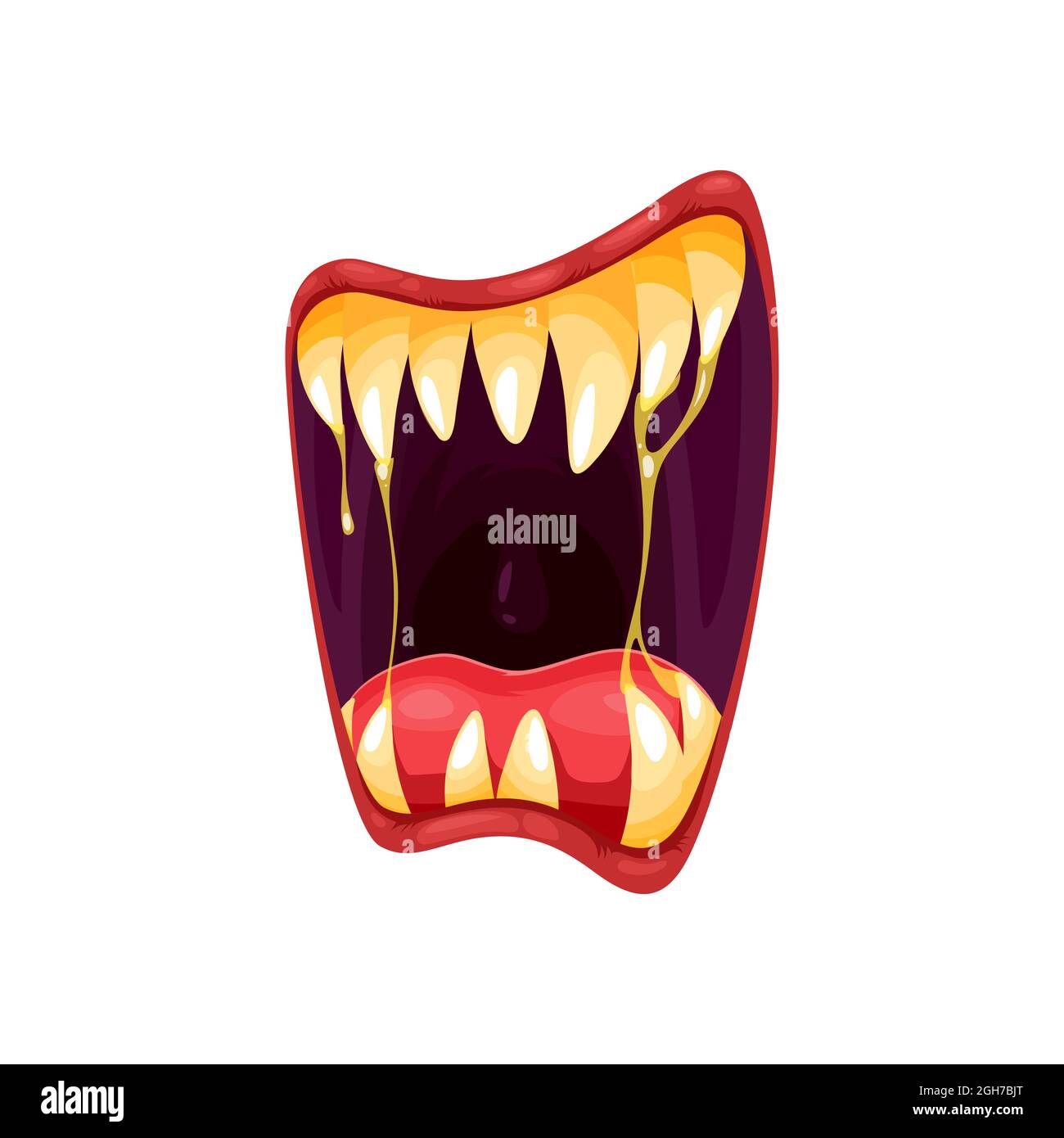 Monster mouth vector icon, creepy zombie or alien jaws with sharp teeth ...