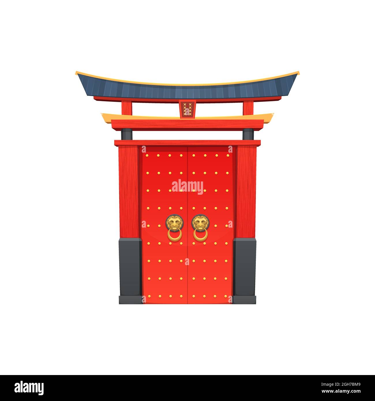 Chinese gate architecture, entrance with roof in oriental style round ...