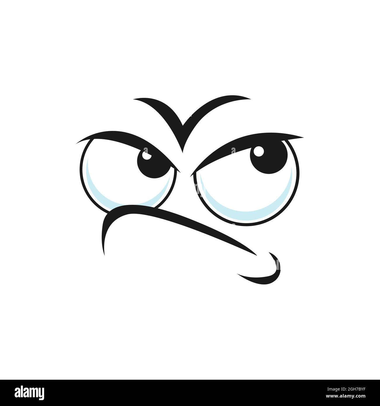 Suspicious emoticon with angry face isolated icon. Vector distrustful ...