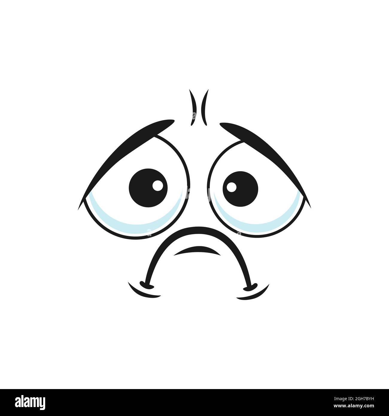 Upset emoticon with sad face expression isolated icon. Vector unhappy ...