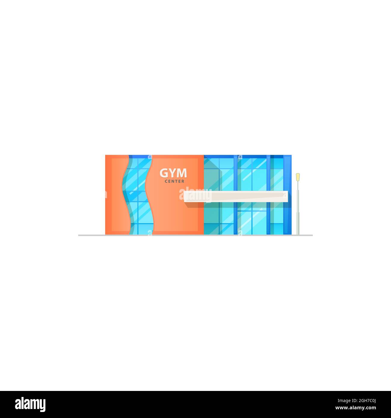 Gym club and fitness center building, vector sport training ...