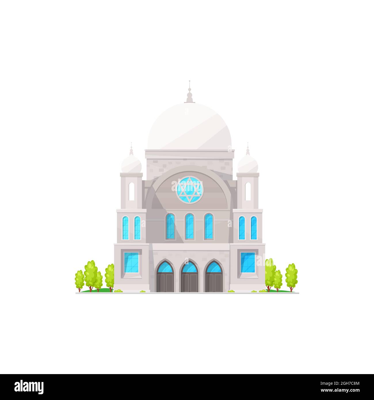 Synagogue vector isolated Jewish religion building flat cartoon. Vector ...