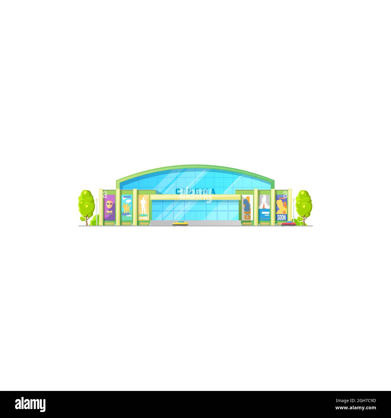 Cinema theater movie, building hall icon, vector house entrance front ...