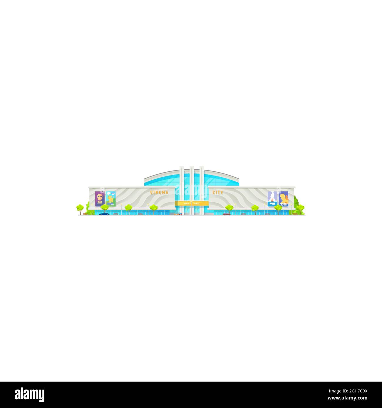 Cinema or movie theater building, city house or modern, theatre with ...