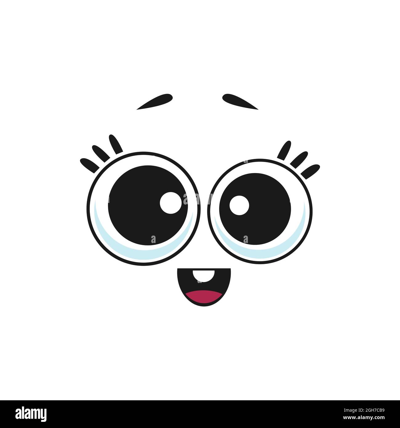 Cartoon fascinated face isolated vector delighted smile facial emoji ...