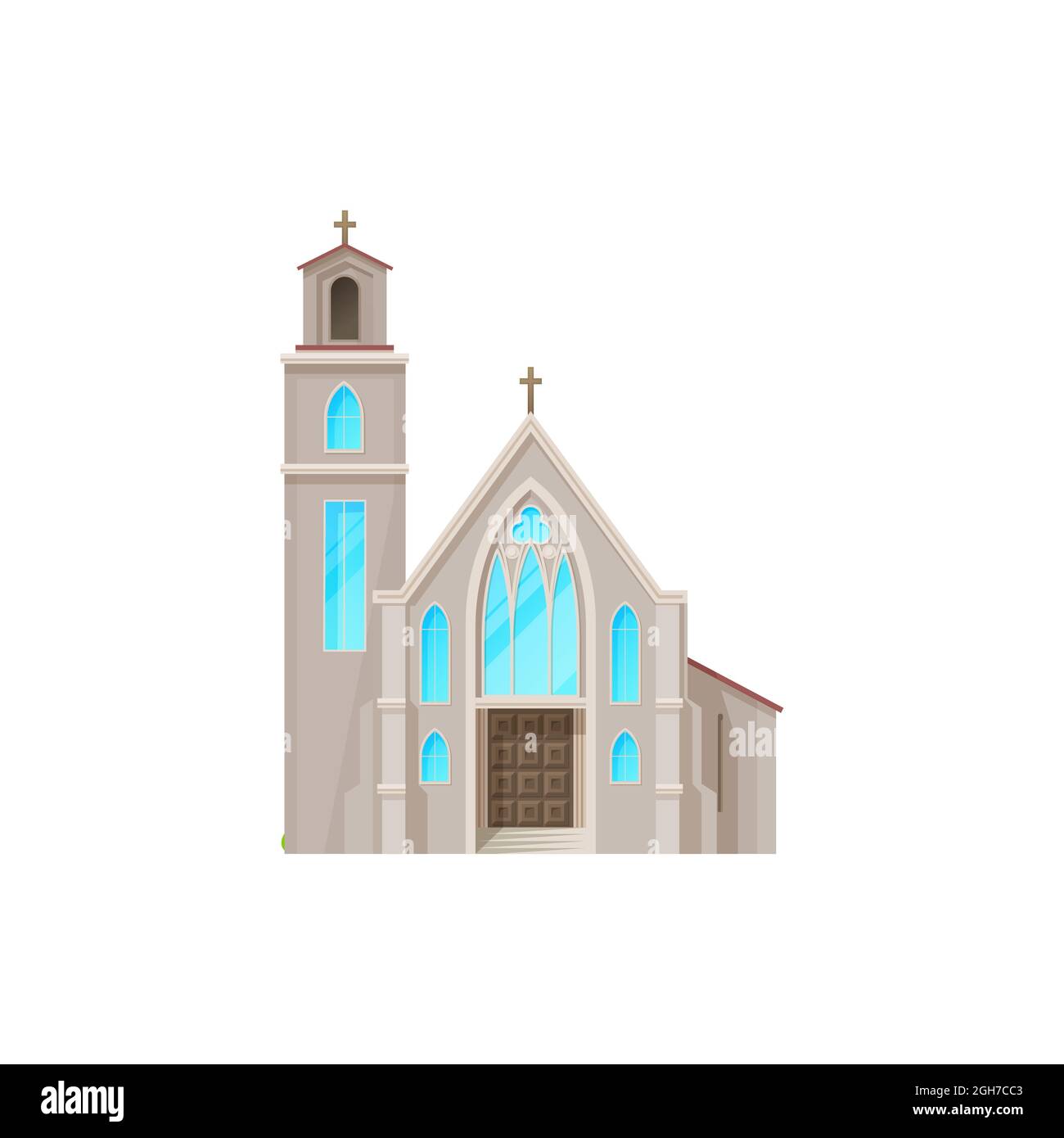 Catholic church building vector icon. Medieval cathedral with gothic ...