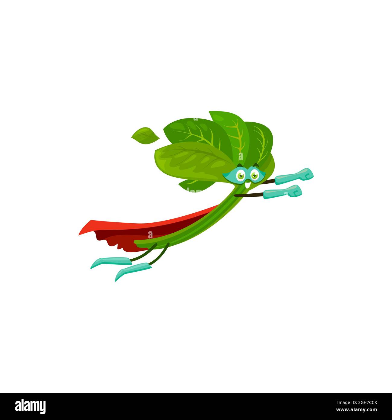 Cartoon spinach super hero isolated vector icon. Vegetable or greenery ...