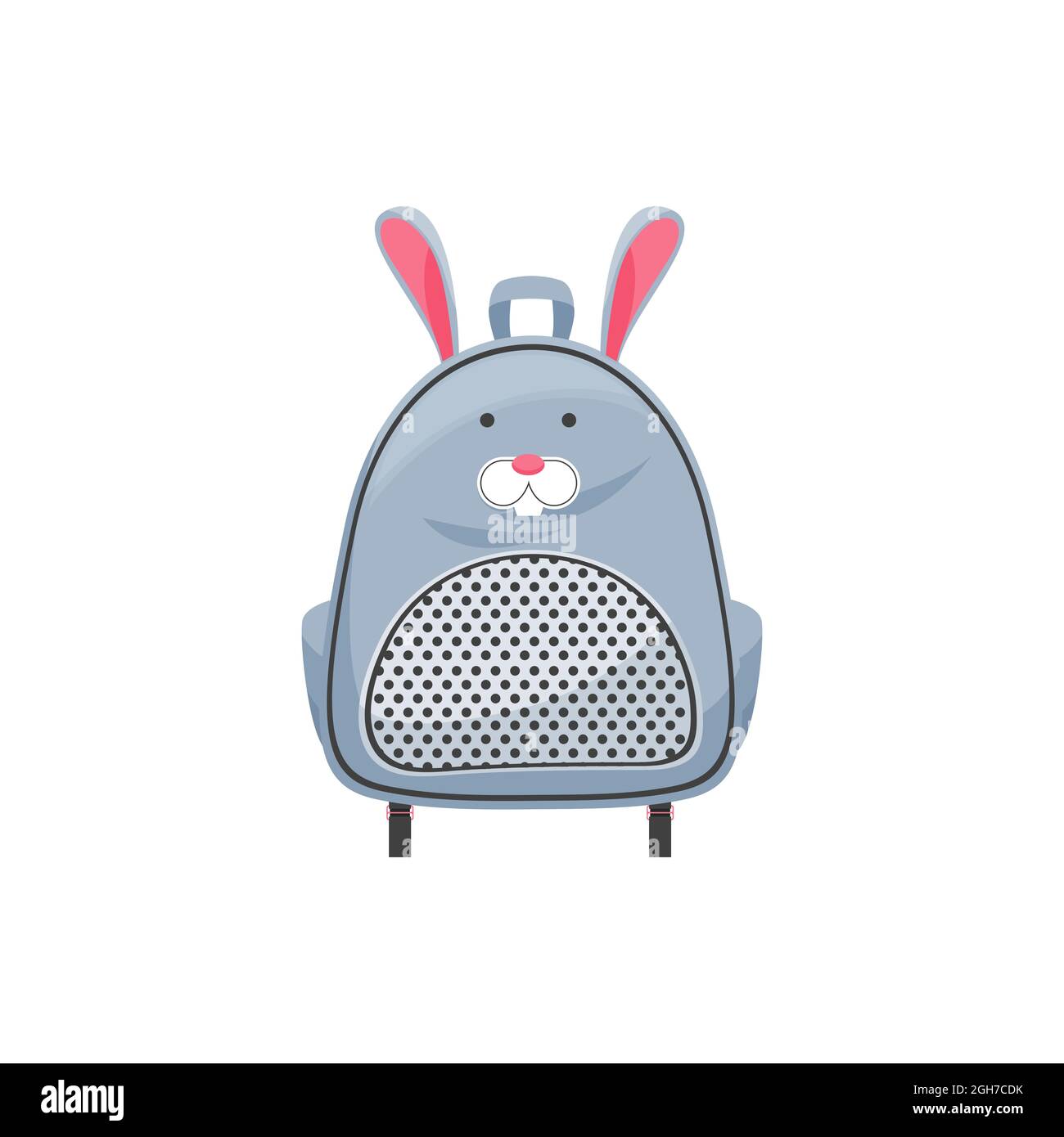 Kids schoolbag isolated vector icon, cute knapsack with rabbit muzzle ...