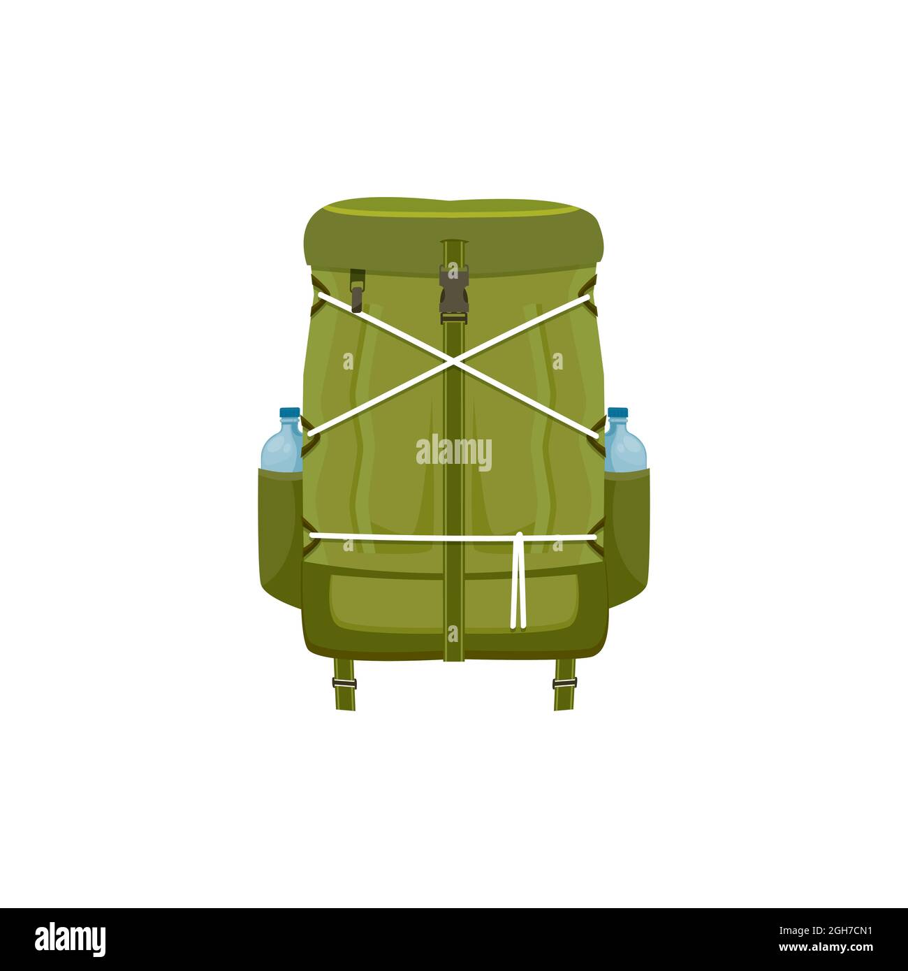 Camping backpack, hiking rucksack vector icon, touristic knapsack ...