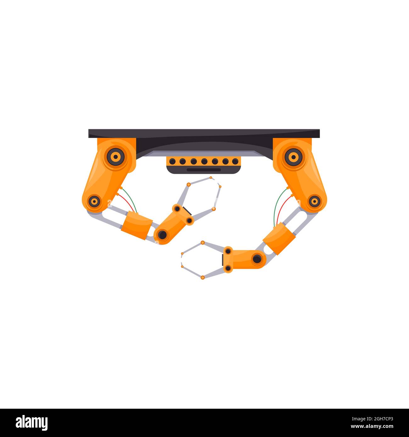 Factory automation robotic arms with grabs isolated realistic icon ...