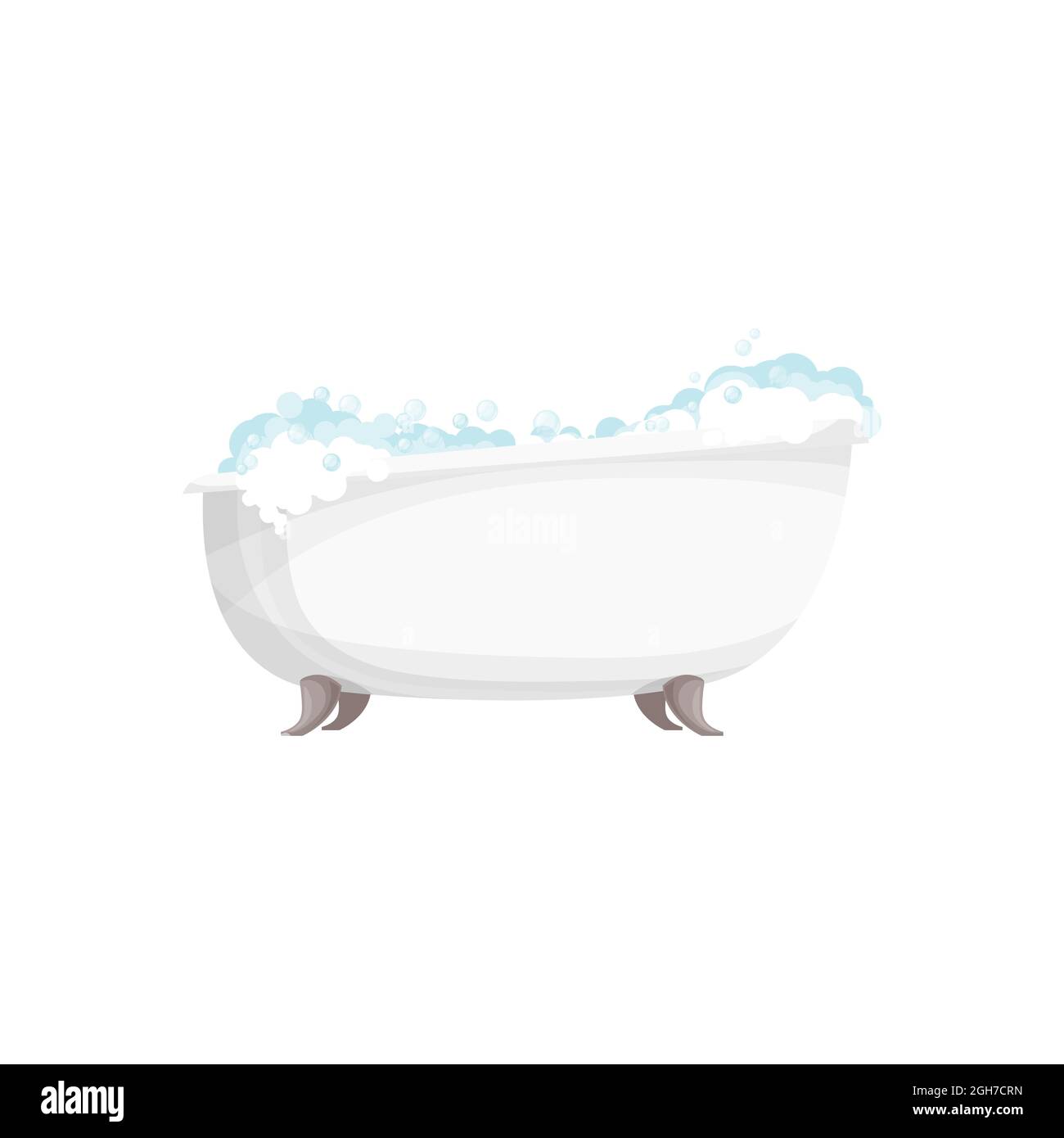 White bathtub bathroom object isolated icon. Vector bath-tub for ...