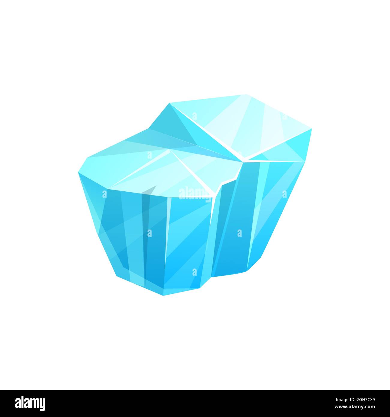 Ice crystal, iceberg cube or cold snow block, vector isolated icon ...