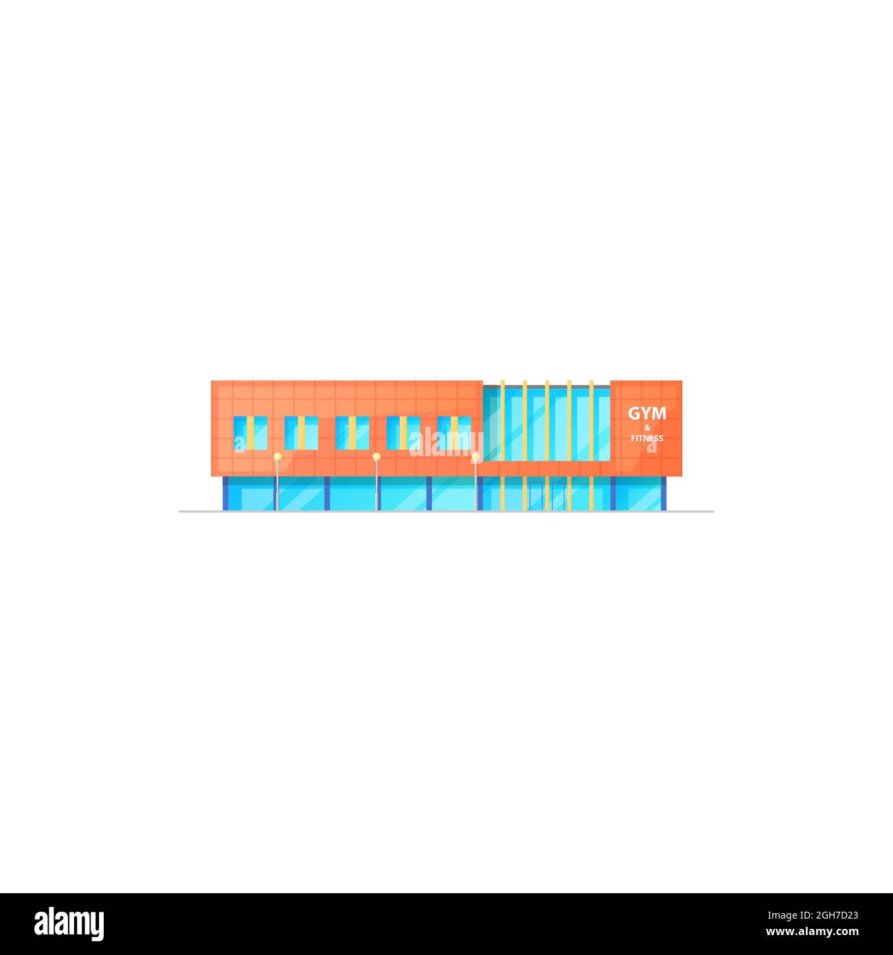 Fitness center sport club and gym building, vector architecture modern ...