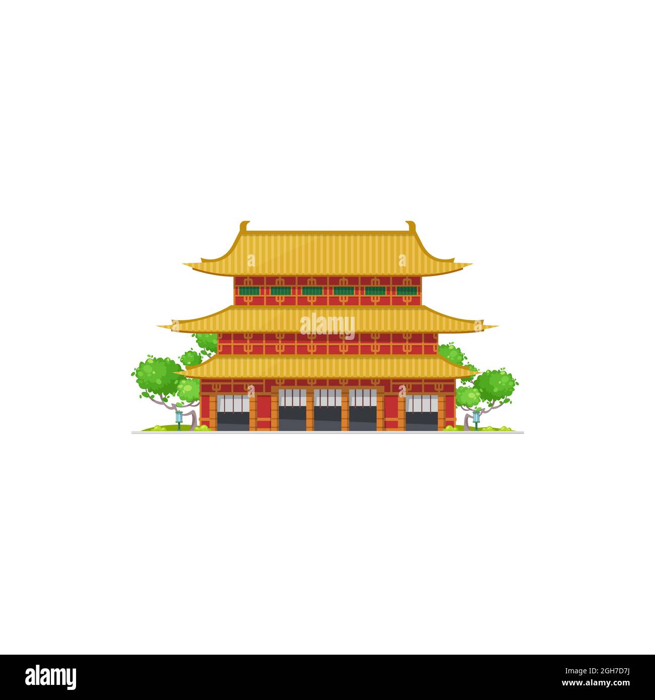 Ancient asian temple, pagoda landmark of China isolated cartoon icon ...