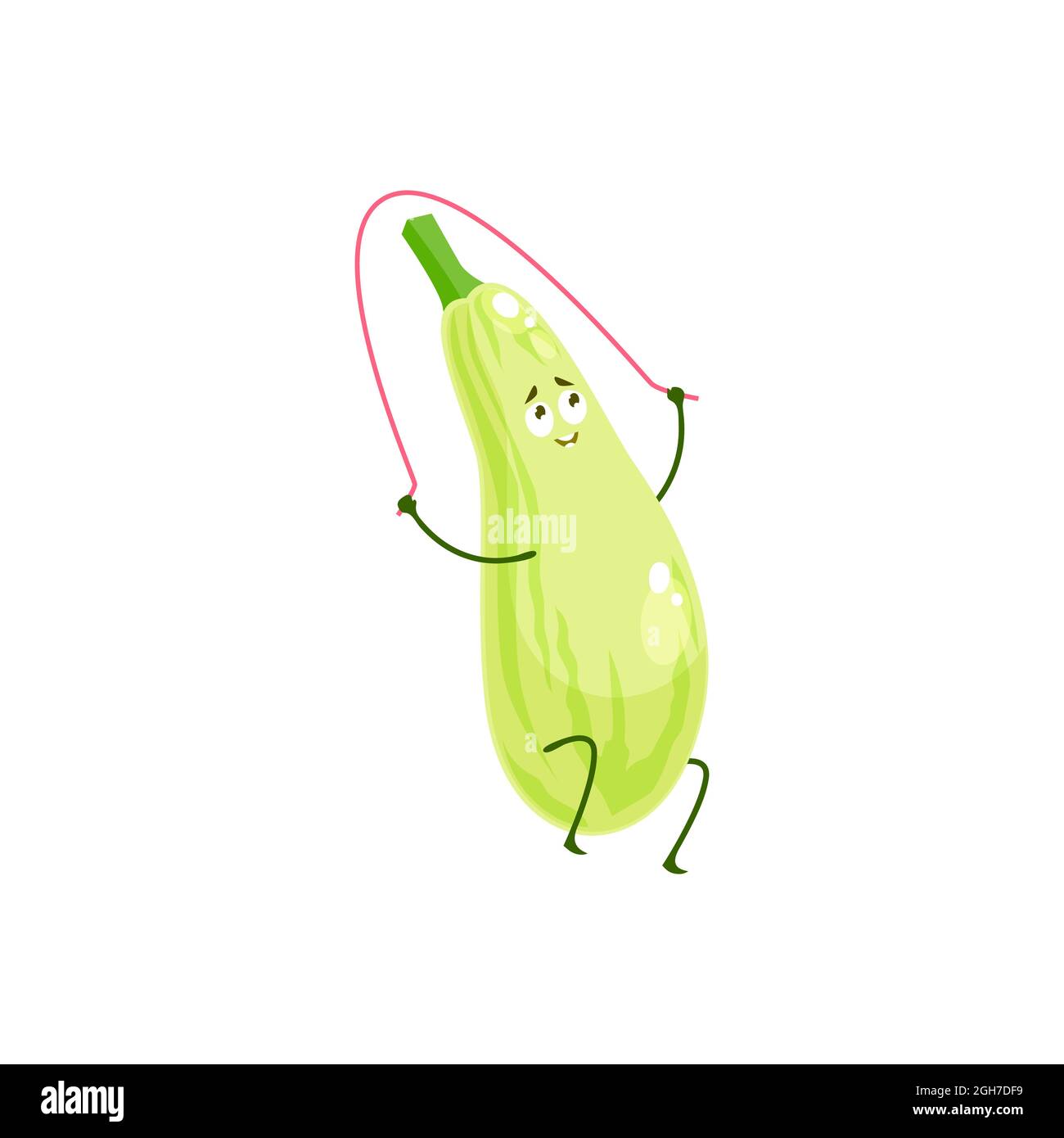 Cartoon squash jumping on rope vector icon, funny sportsman vegetable ...