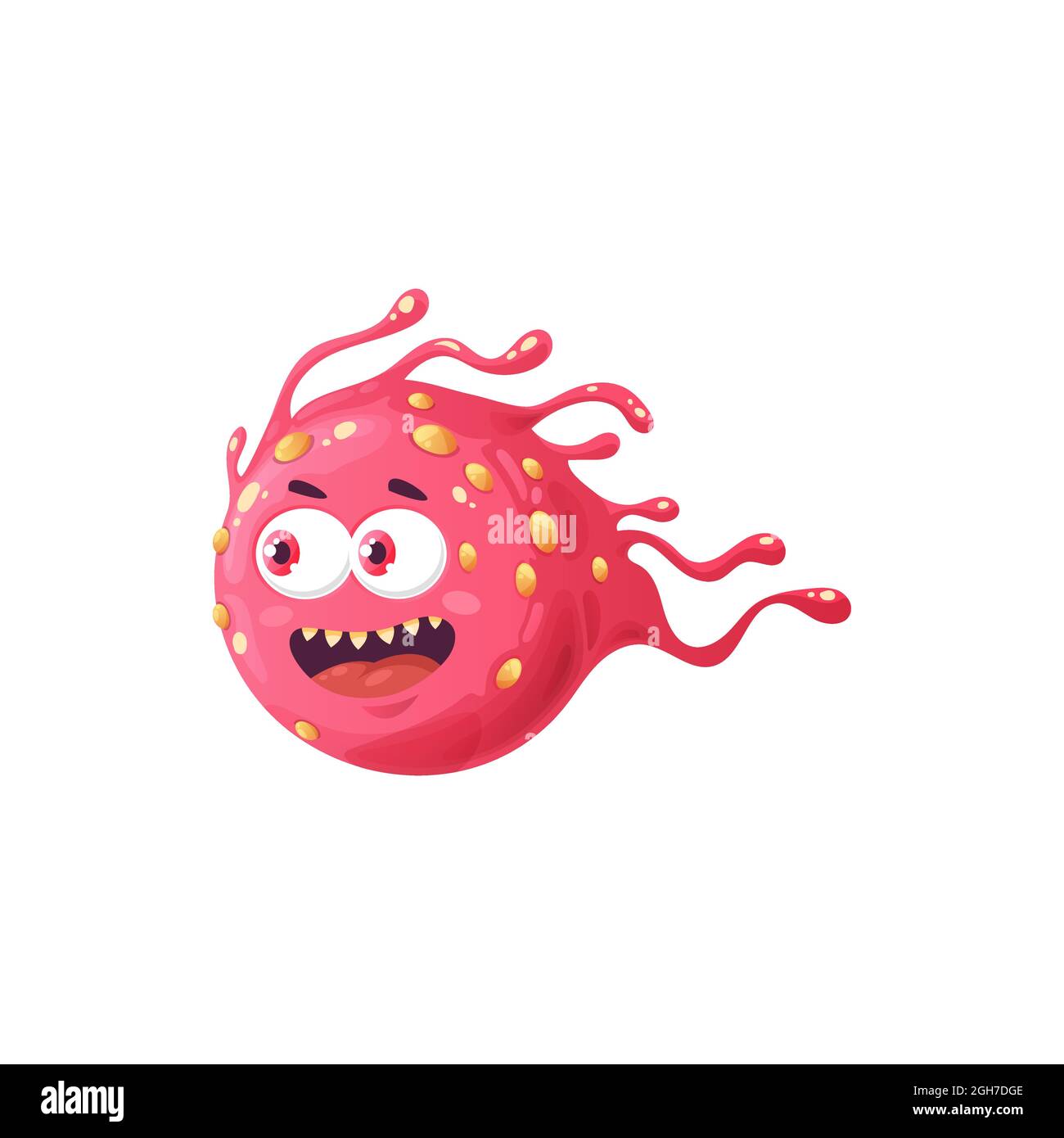 Cartoon virus cell vector icon, cute bacteria or germ mascot character ...
