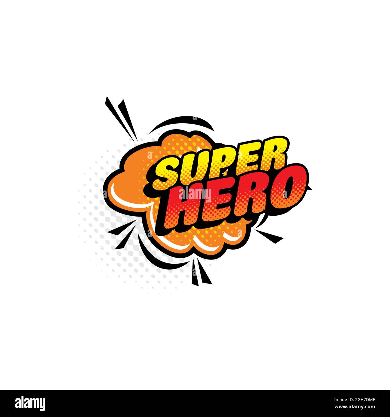 Super hero comic halftone bubble isolated vector icon. Cartoon pop art ...