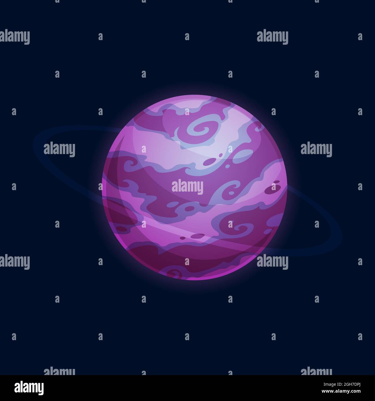 Purple planet martians world isolated alien galaxy cartoon icon. Vector ...