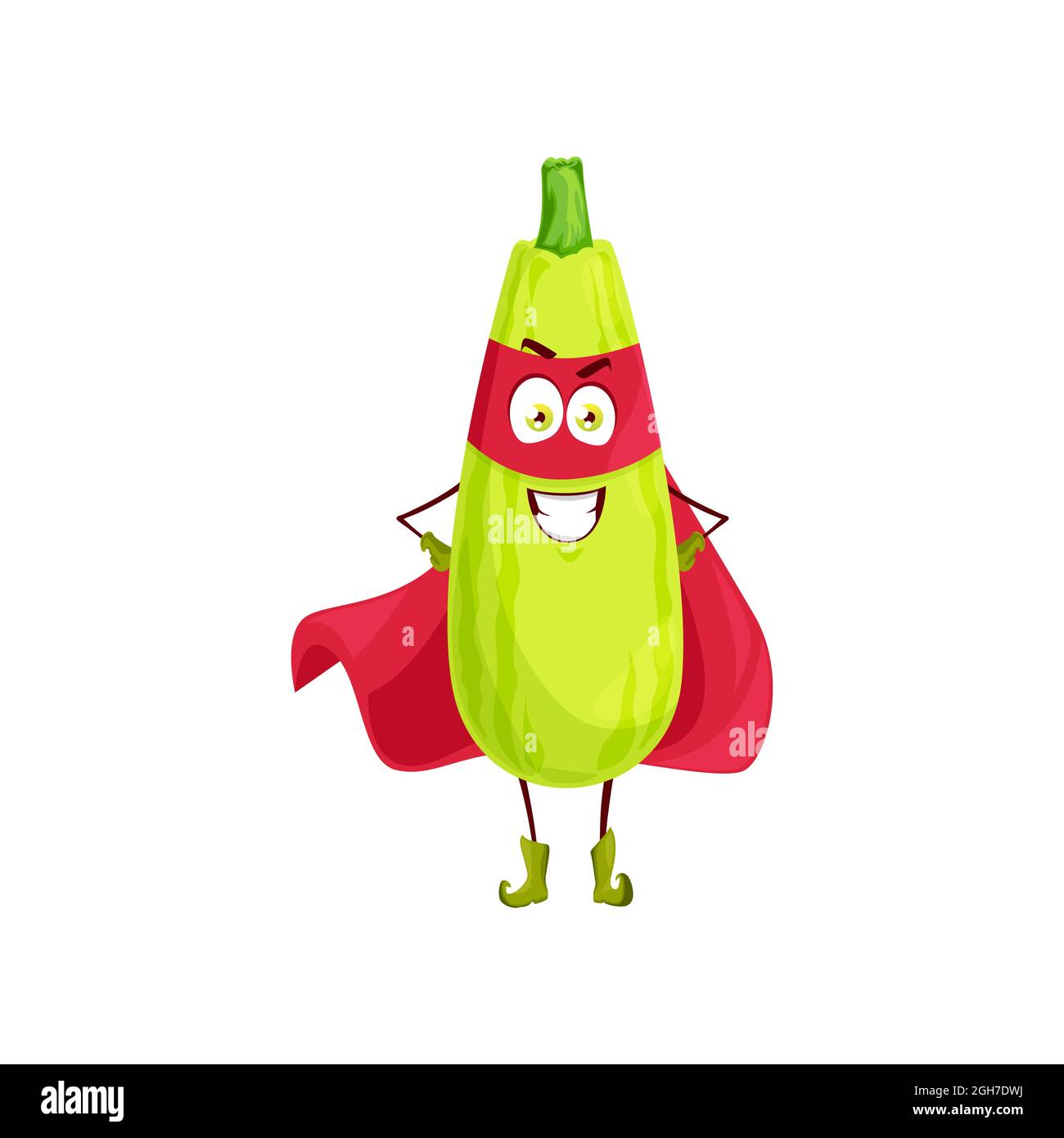 Cartoon squash super hero isolated vector icon. Funny vegetable in red ...