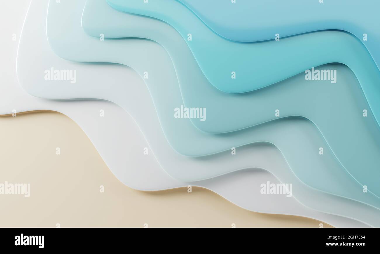 Paper cut water wave shapes style sea pattern, Modern origami design ...